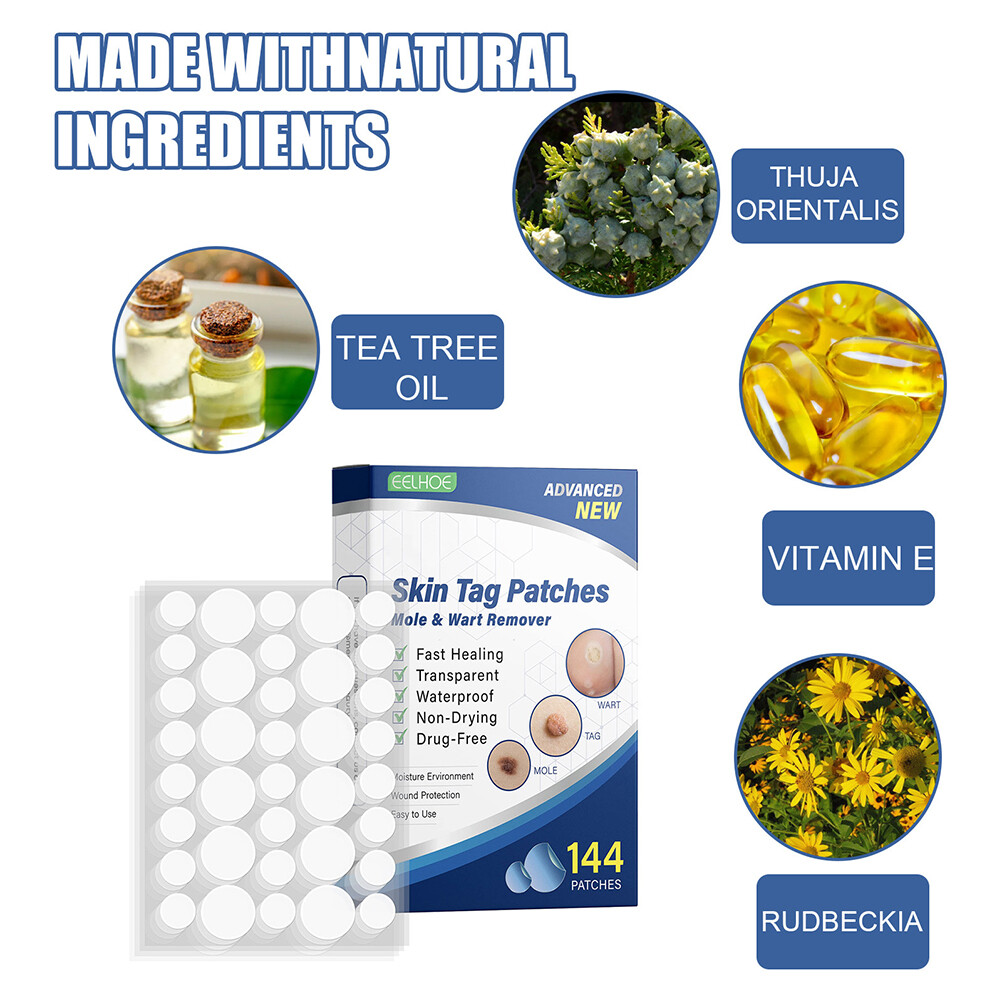 144 Pcs Skin Label Remover Patches Warts Removal Pads For Fingers Arms ...