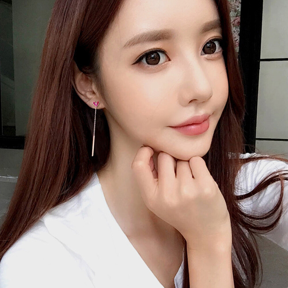 925เงินสเตอร์ลิงผู้หญิงพู่ต่างหูหมุดคริสตัลDropโซ่ห้อยต่างหูเครื่องประดับ - sanhe fashion ...