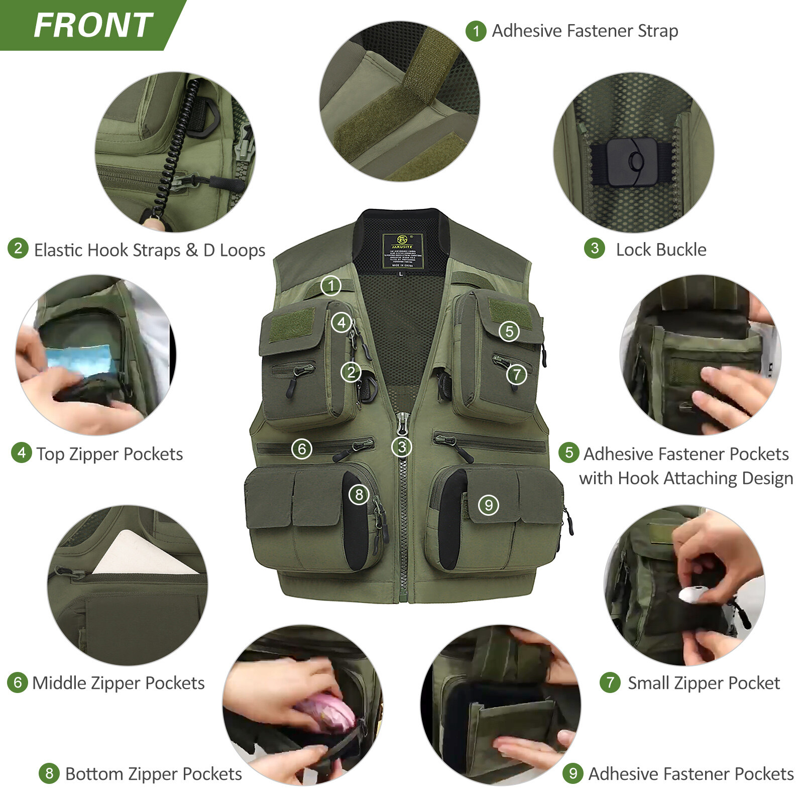 Life Jacket Mesh Fishing Life Vest Multi-pocket Outdoor Waistcoat Quick ...
