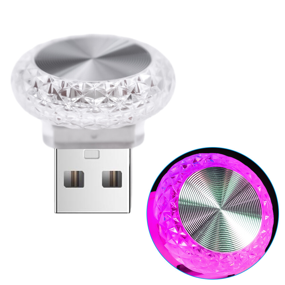 【Hot】New Car USB Circular Atmosphere Light Mini Universal LED ...