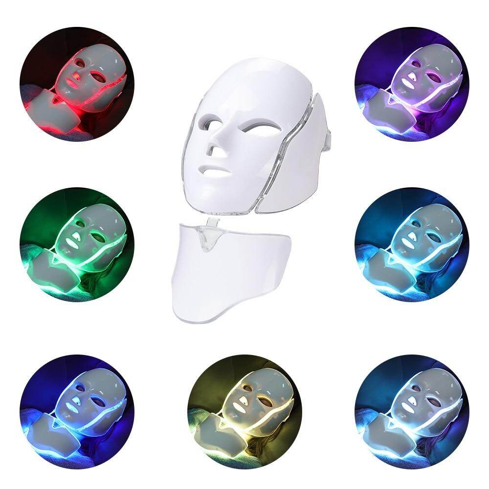 7 Colors Light LED Facial Mask with Neck Skin Rejuvenation Face Care ...