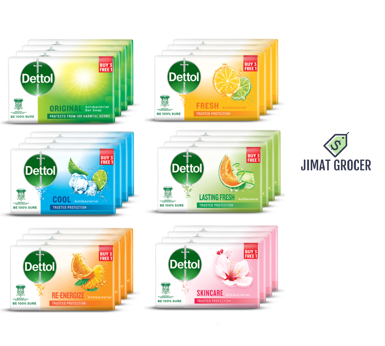 Dettol Sabun / Bar Soap Original Local Stock 100g 3's+1's (4's) | Lazada