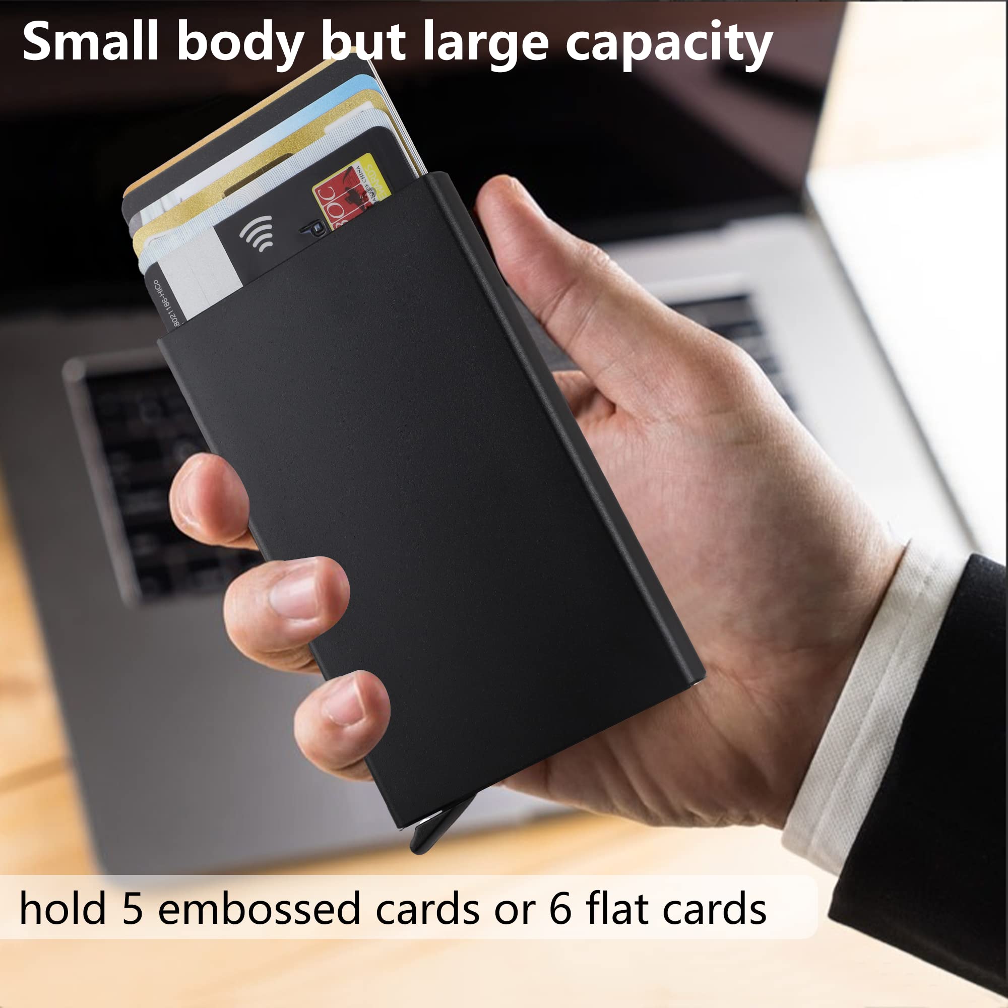 Pop Up Business Card Holder For Women And MenSlim RFID Blocking Metal ...