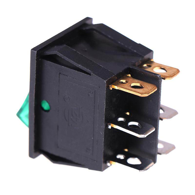 Double boat rocker switch 6 Pin On-Off with green light 20A 125VAC KCD6 ...