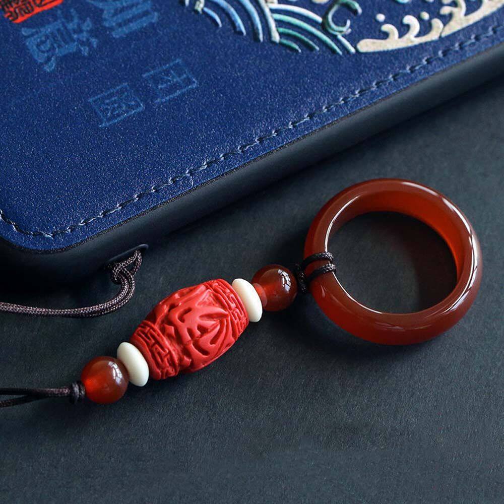 ZIAAN ถักเปียมือข้อมือพวงกุญแจอุปกรณ์เสริมโทรศัพท์มือถือแขวนเชือกสาย ...