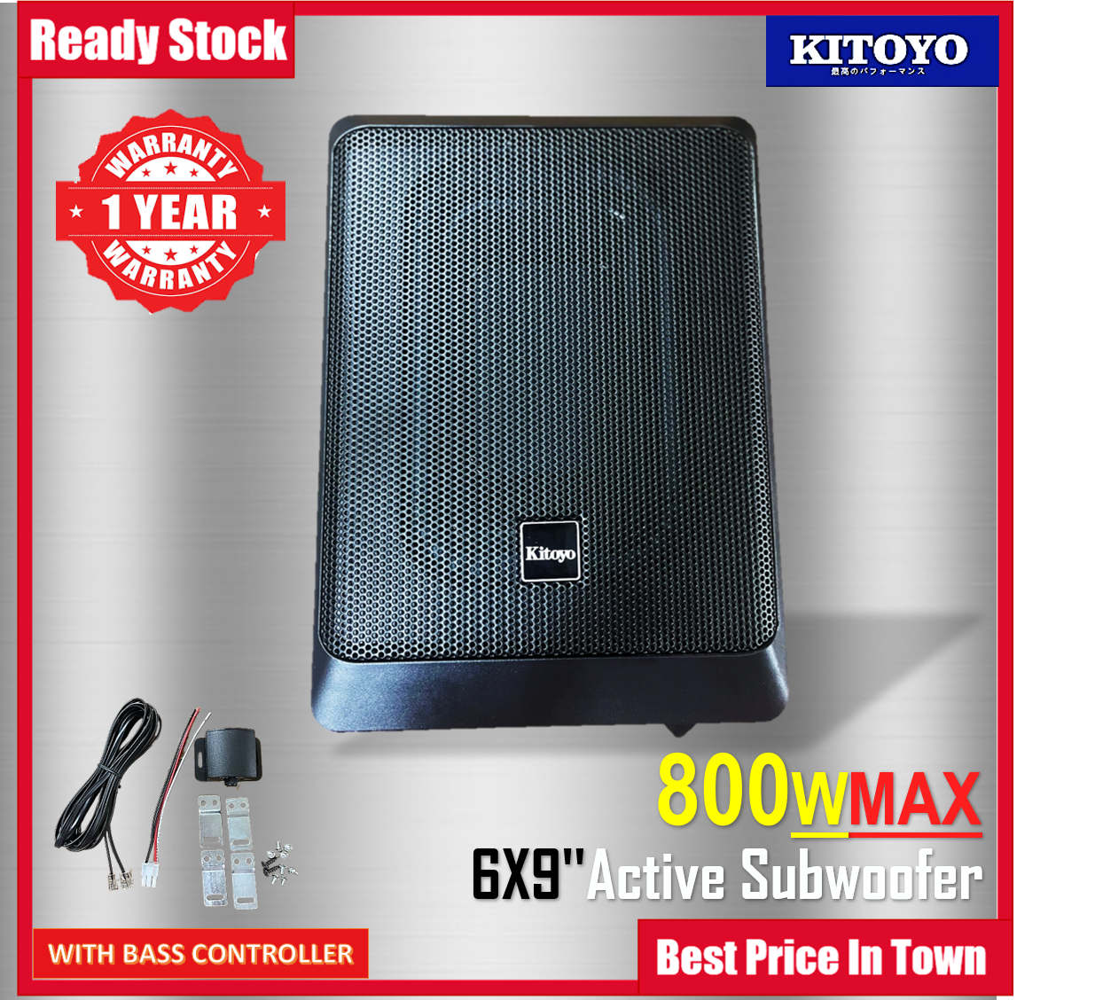 Kitoyo 6x9'' Car UnderSeat Active Subwoofer Super Slim Active Subwoofer ...
