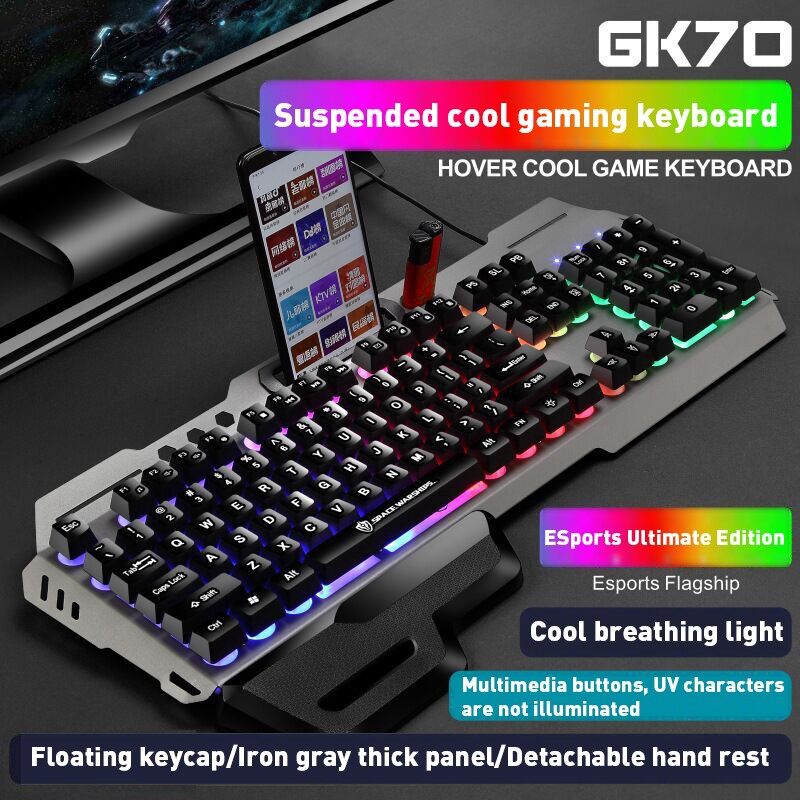 **READY STOCK**GK70 Mechanical GAMING KEYBOARD 104keys Colorful LED ...