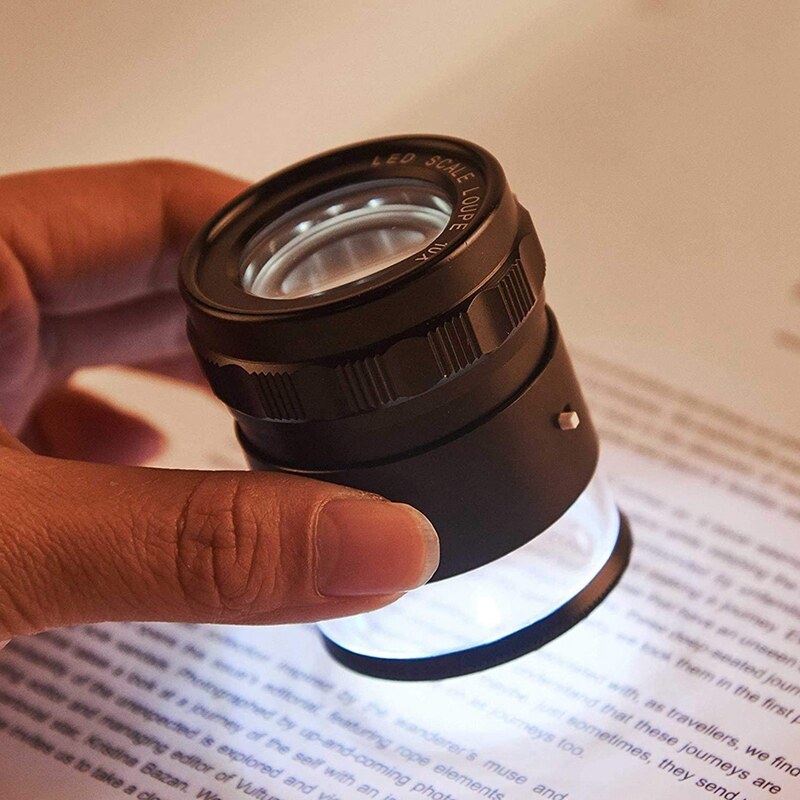 LED Scale Loupe 10X Illuminated Desktop Magnifier Metal Detachable ...