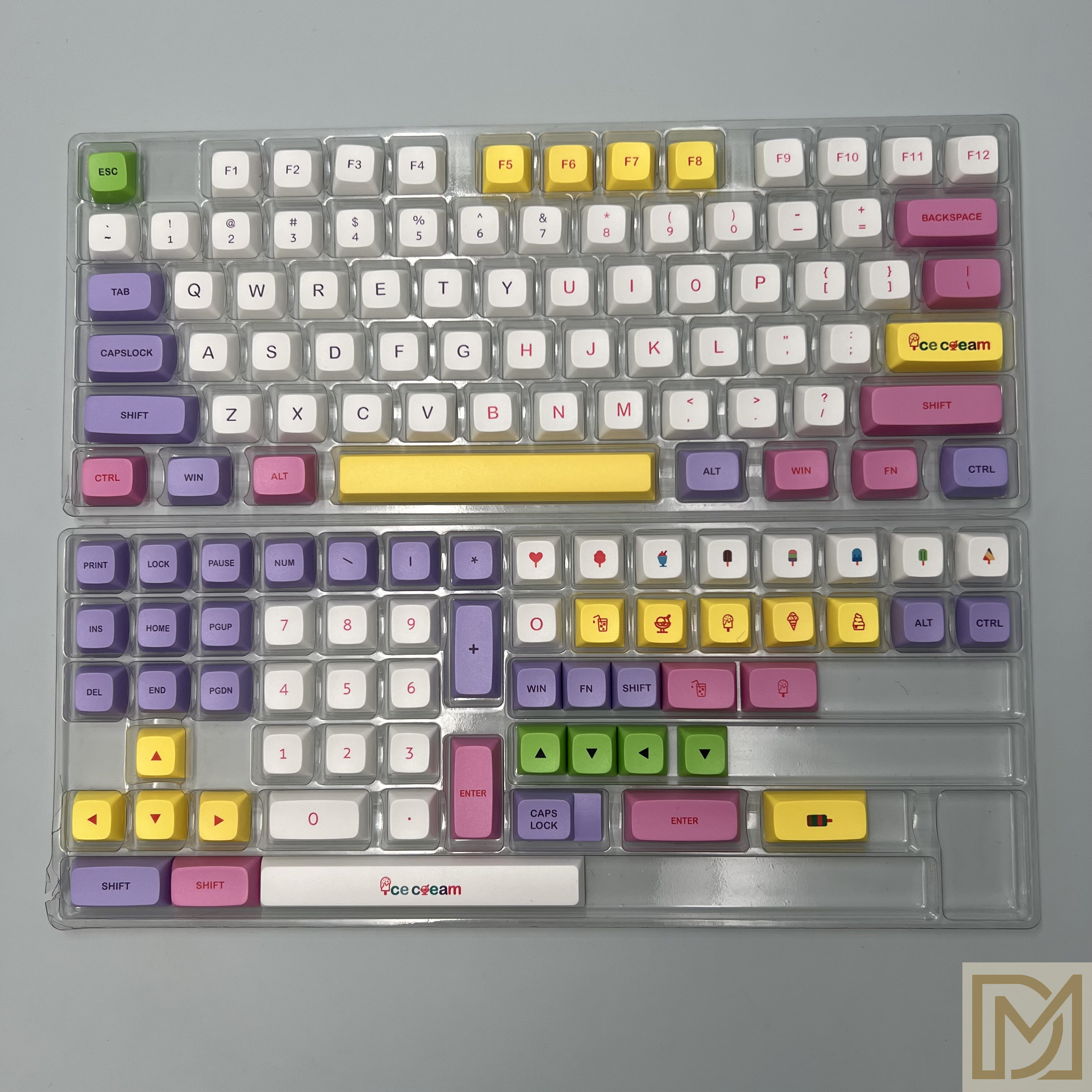 Ice Cream Keycap PBT Dye Sub XDA Purple Rainbow Cute Keycaps 135pcs Fit ...