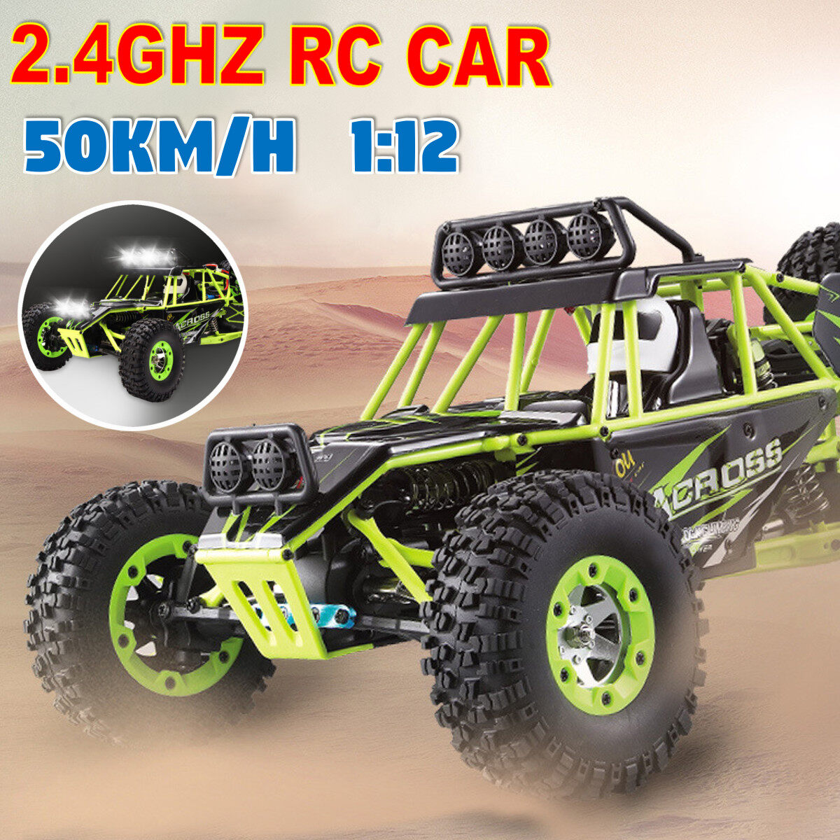 WLtoys 12427 2.4G 1/12 4WD Crawler รถ RC กับไฟ LED 2แบตเตอรี่7.4V ...