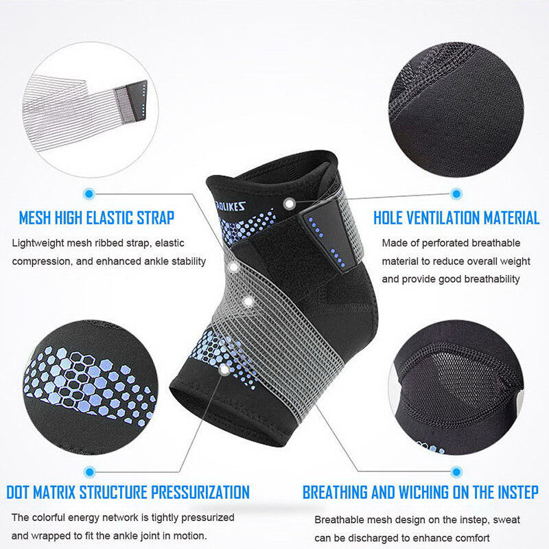 Yoomee 1 Pair Professional Sports Gym Ankle Support Brace with Strain ...