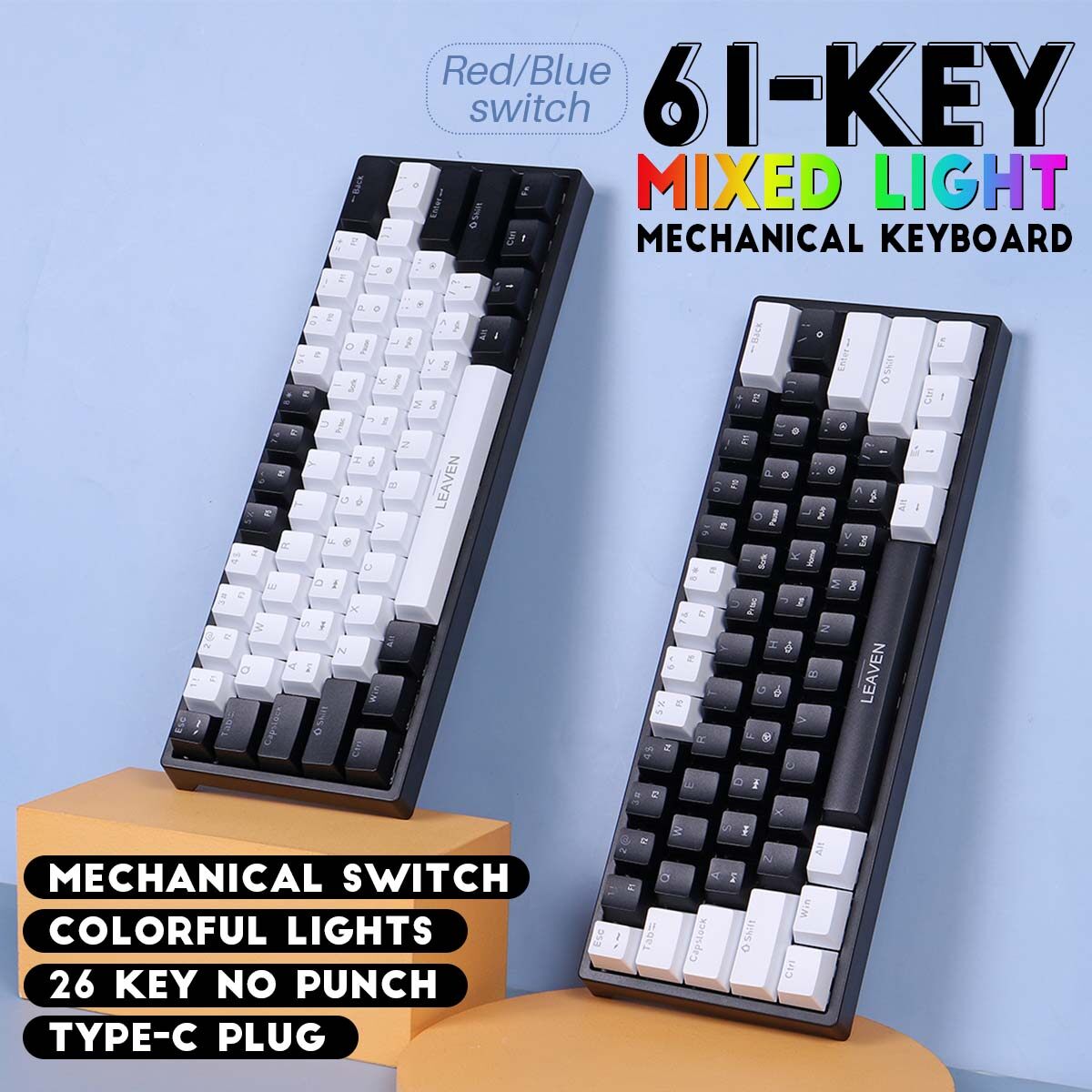 Leaven K620 61Key Mechanical Keyboard Blue Switch, Computers Tech, Parts Accessories, Computer ...