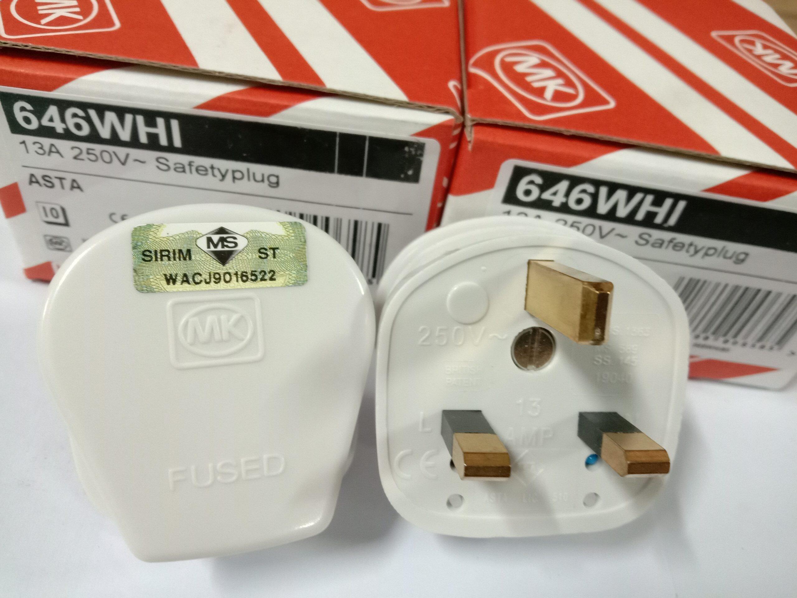 MK 646 WHI 13A Heavy Duty 3 PIN Bakelite PLUG TOP 250V with SIRIM ...