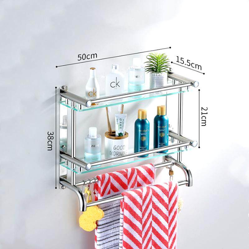 50cm Bathroom Shelf Bathroom Toiletries Storage Rack Bathroom Glass ...