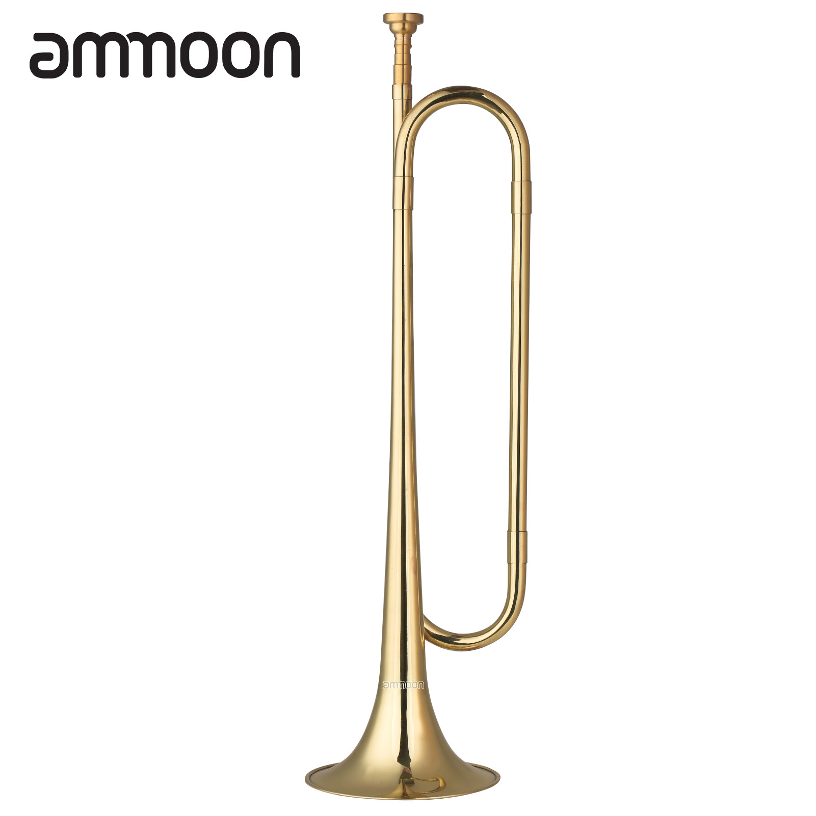 【Ready】ammoon Brass C Bugle Call Gold-Plated Trumpet Cavalry Horn with ...