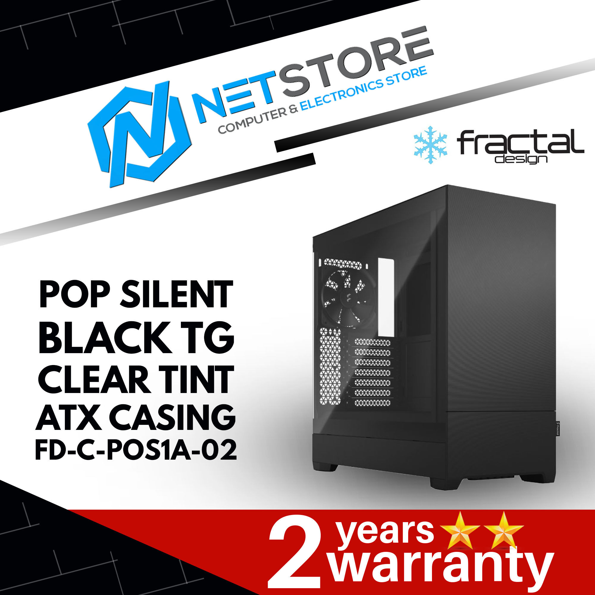FRACTAL DESIGN POP SILENT BLACK TG CLEAR TINT ATX CASING - FD-C-POS1A ...