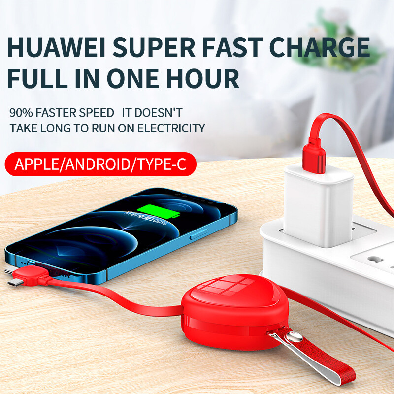 CASEIER 3 In 1 USB สายชาร์จอย่างรวดเร็ว5A มือถือสำหรับ iPhone ซัมซุงหัว ...