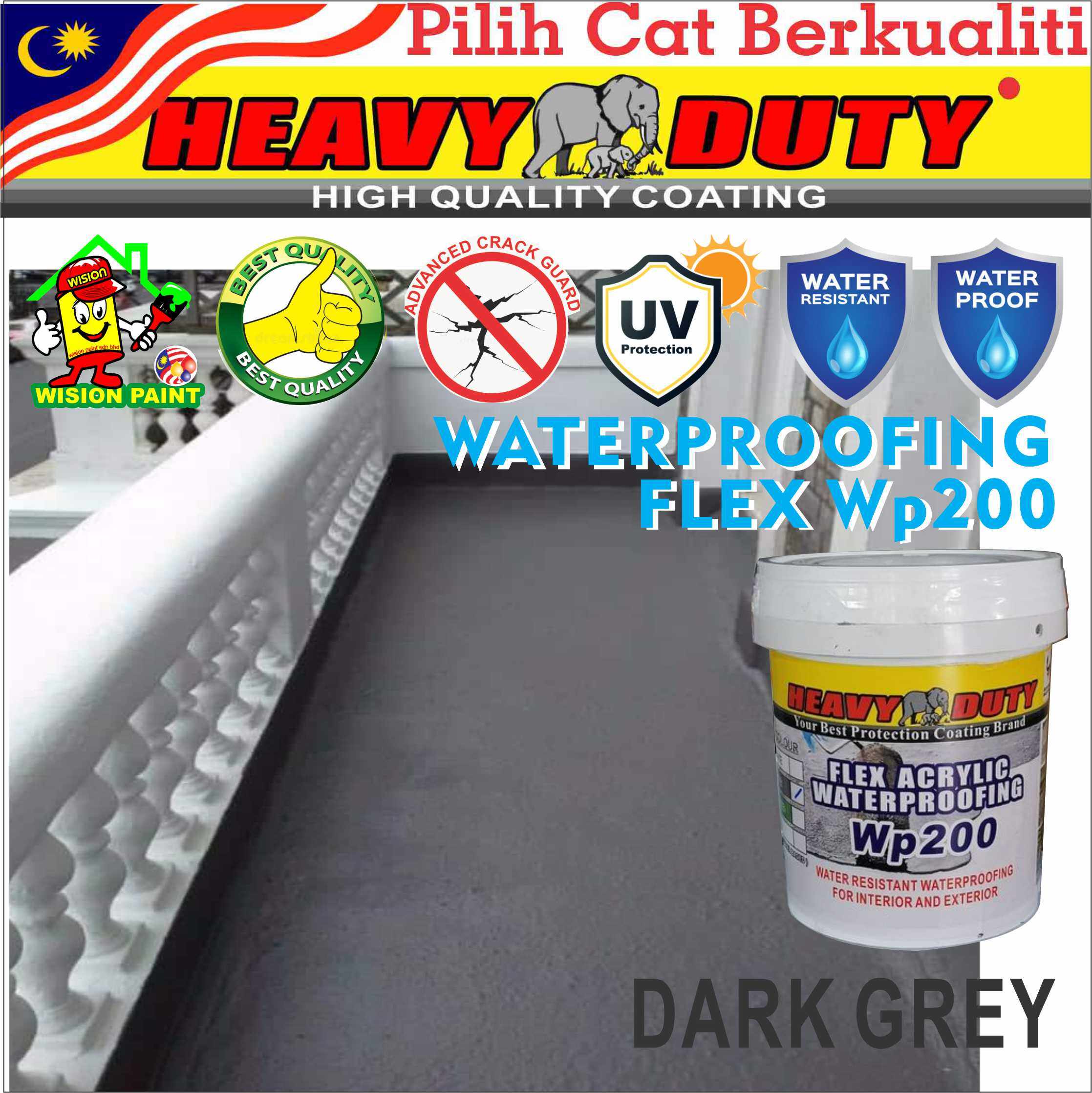 HEAVY DUTY ( 1KG ) WP200 Acrylic Waterproofing Paint Coating Colour Cat ...