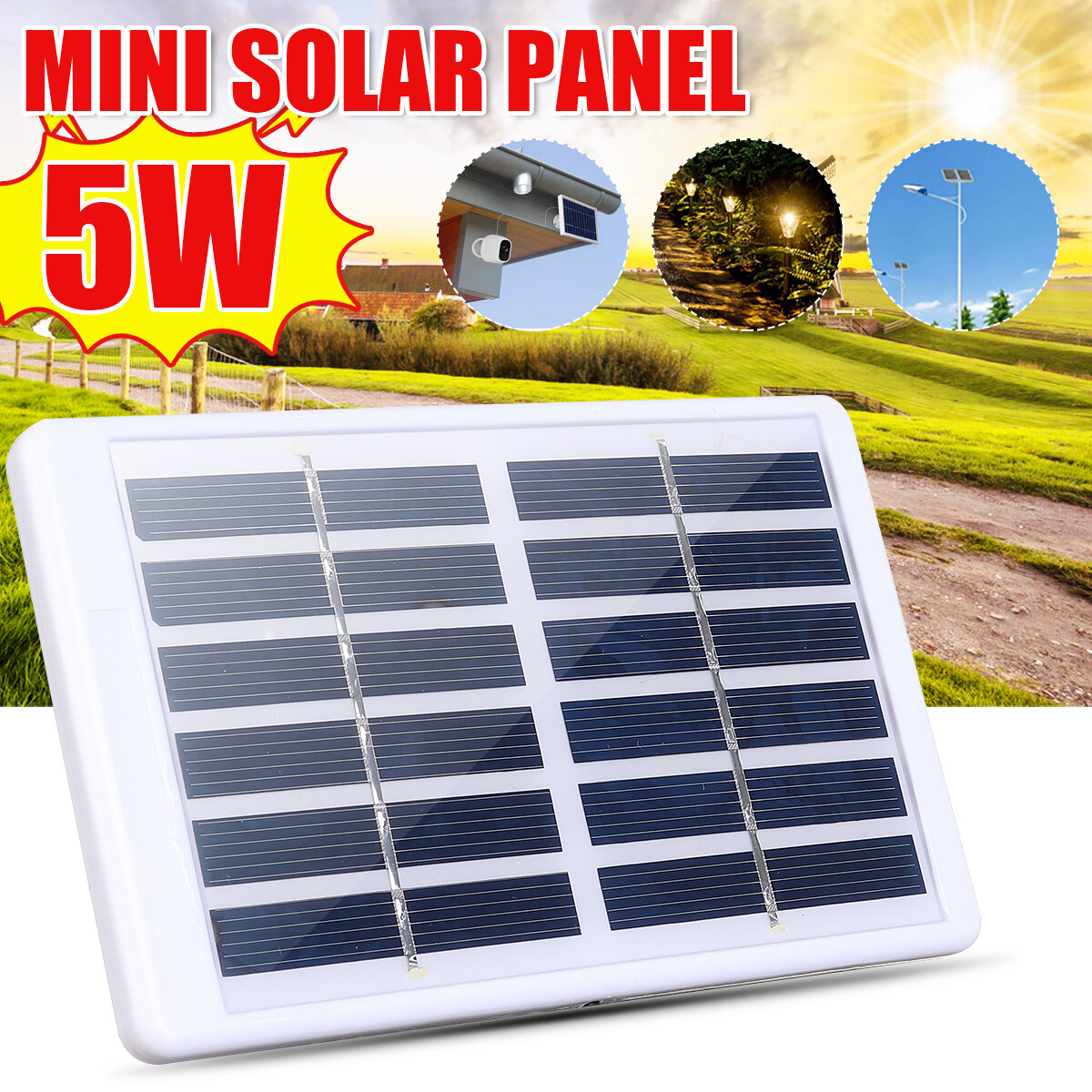 【5W 】 (สายเคเบิล3ม.) แผงโซลาร์เซลล์ USB MC4 6V,แผงโซลาร์เซลล์พร้อมพอร์ต ...