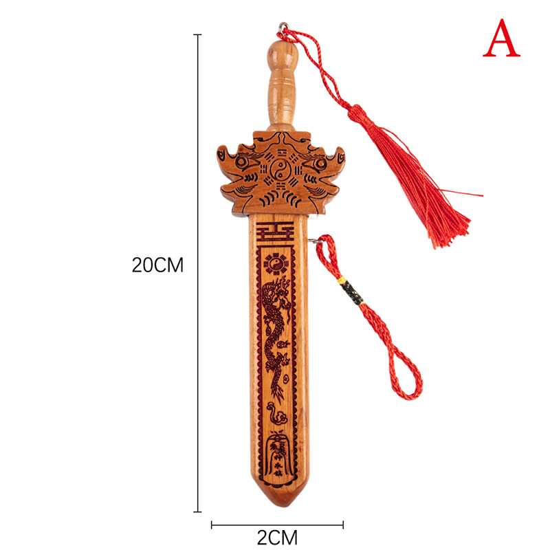LEI 20cm Traditional Chinese Dragon and Phoenix Peach Wood Sword Can ...