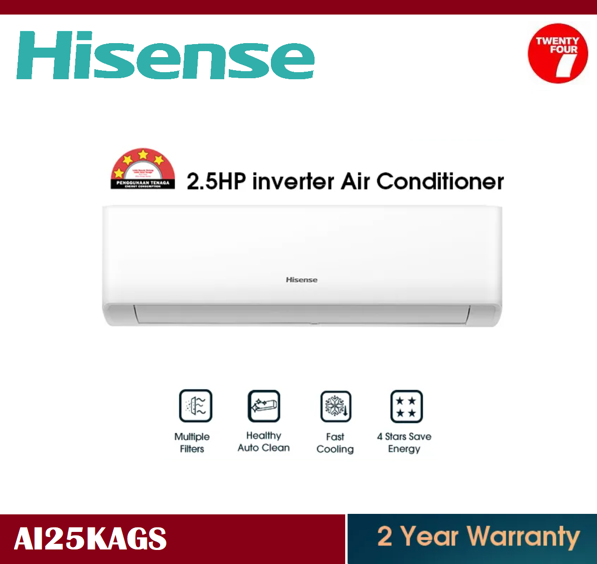 [ Delivered by Seller ] HISENSE 2.5HP Standard Inverter Air Conditioner ...