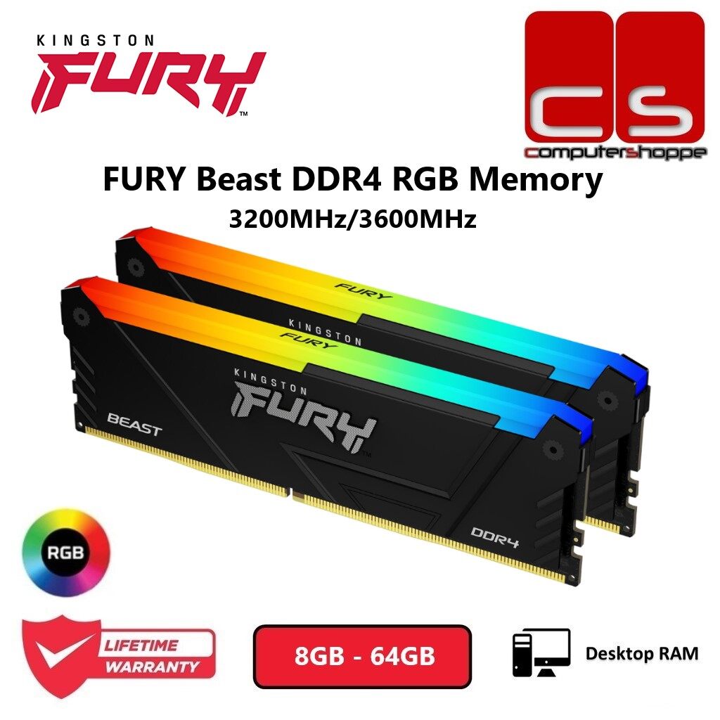Kingston FURY Beast DDR4 RGB Desktop Gaming Memory RAM - 3200MHz ...
