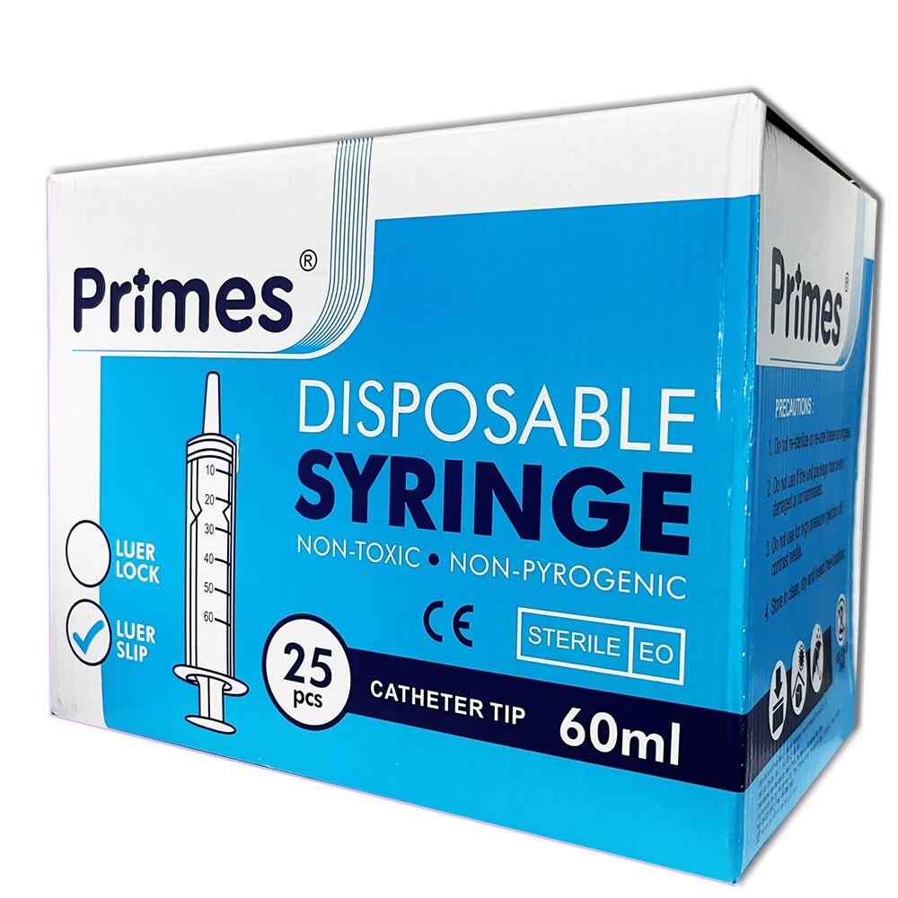 PRIMES [FULL BOX LUER SLIP] Disposable Sterilized Syringe (3ml / 5ml ...