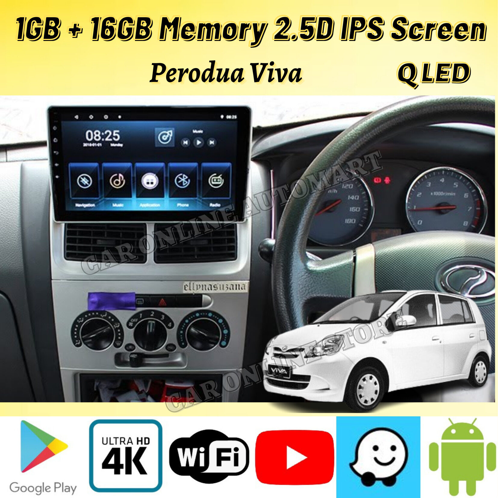 PERODUA VIVA~ MOHAWK T3L MS SERIES Q-LED 1GB+16GB 4K ANDROID PLAYER ...