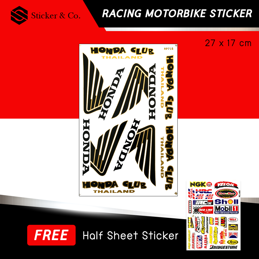 Honda Emblem Logo Sticker HONDA Wing Motorcycle Stickers (Straight ...