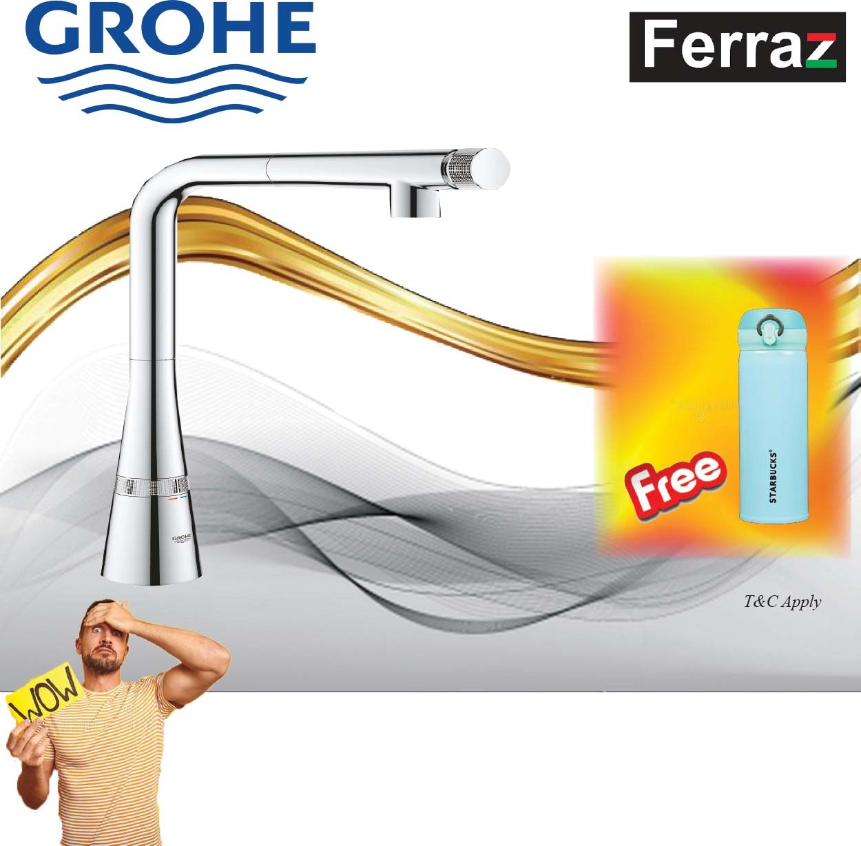 Grohe 31593002 Zedra Kitchen Sink Hot & Cold Water Pull-out Mixer Tap ...