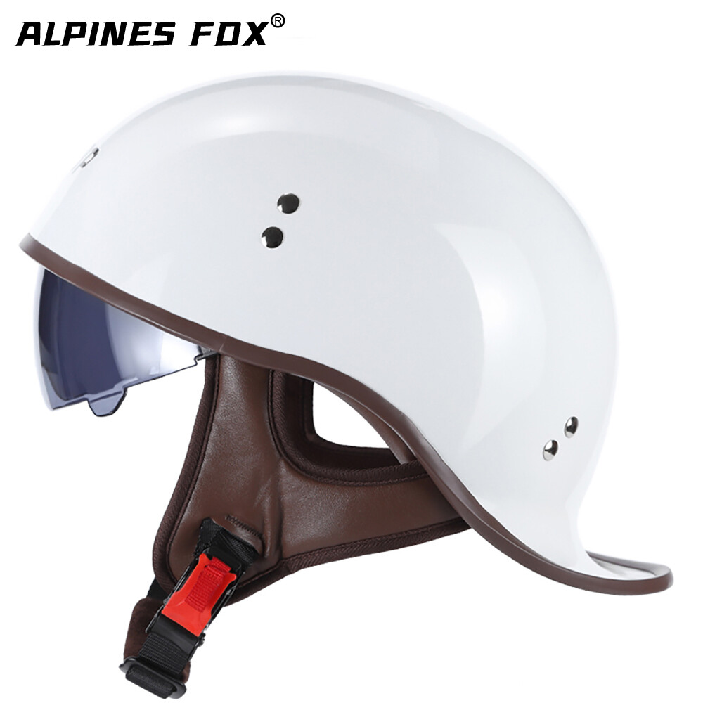 Helm Motor Retro Bobber/Cafe Racer/Chopper/Bagger ครึ่งหมวกนิรภัยสกู๊ต ...