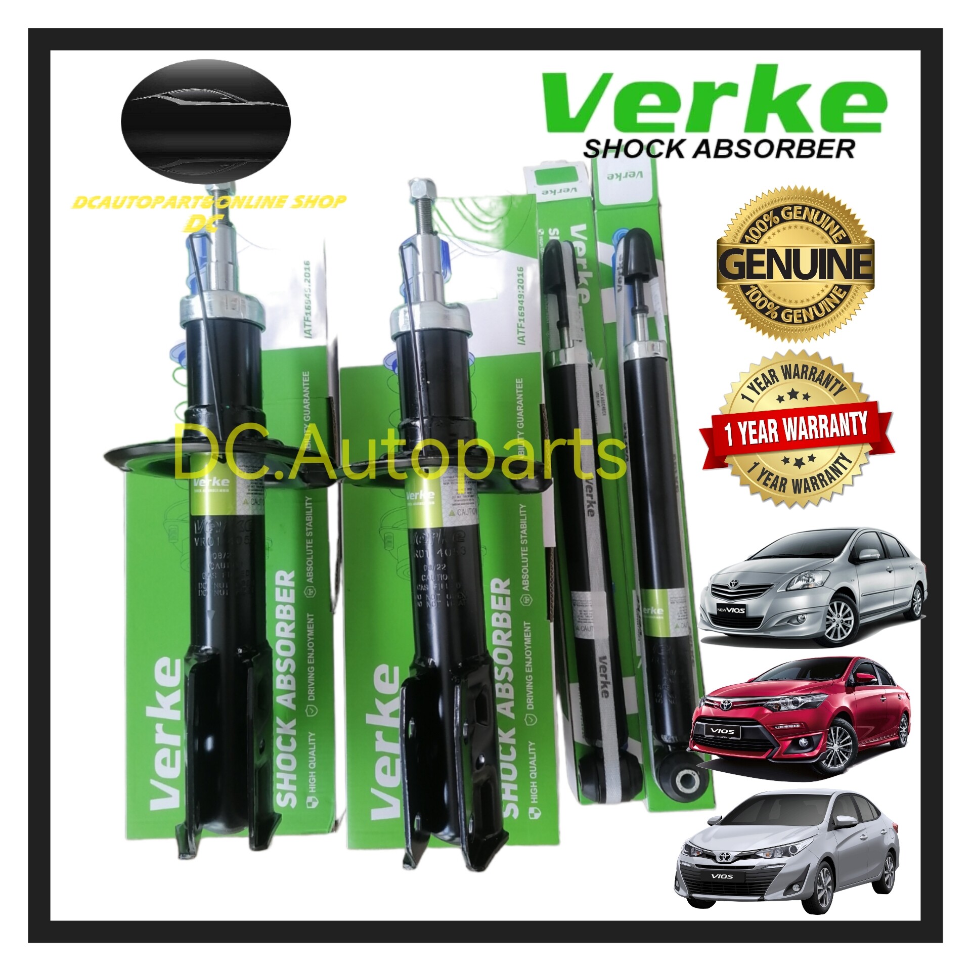 VERKE SHOCK ABSORBER TOYOTA VIOS NCP93 NCP150 NSP151 FRONT / REAR ...