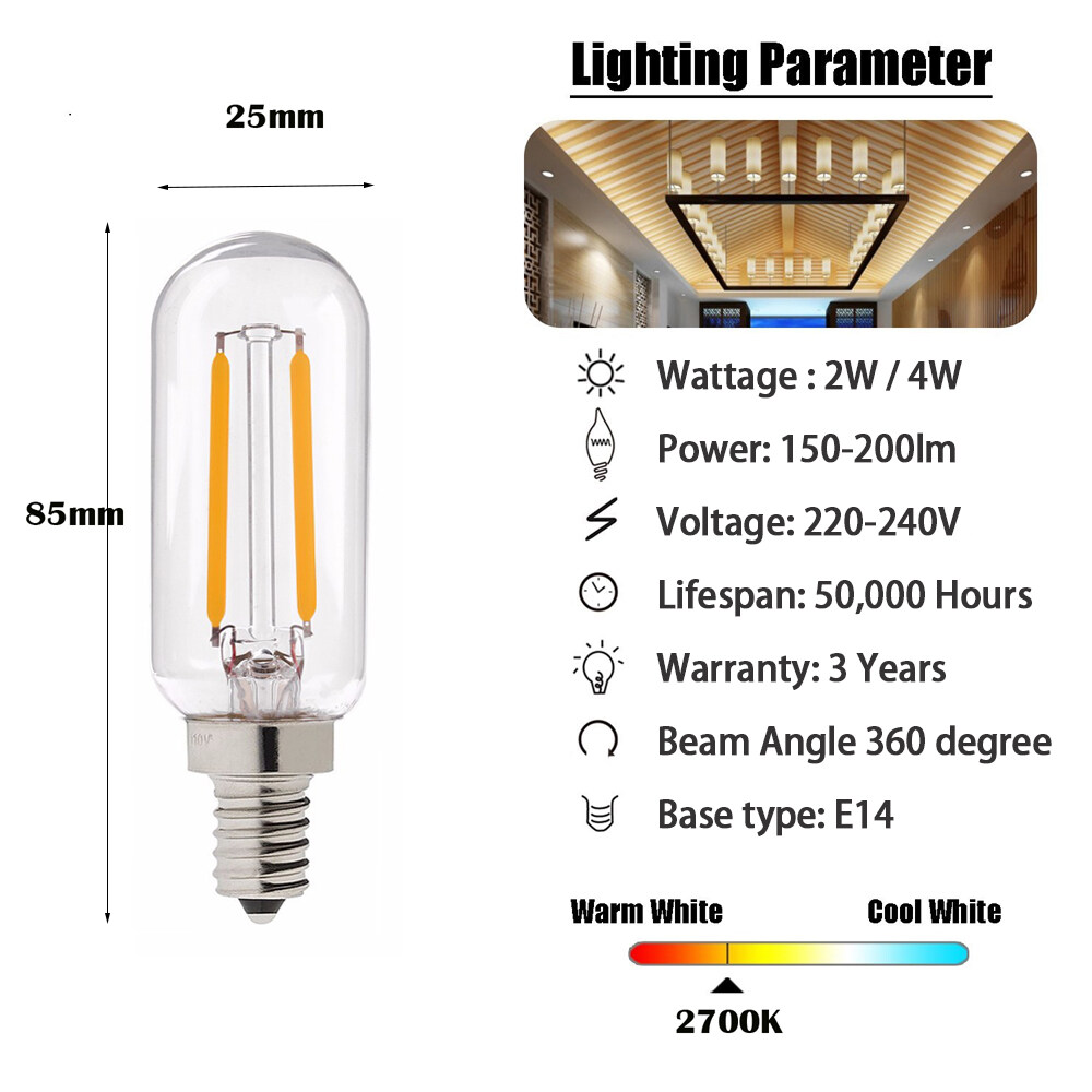 LED Light T25 E14 Vintage Edison Bulb LED Cooker Hood Extractor Lamp ...