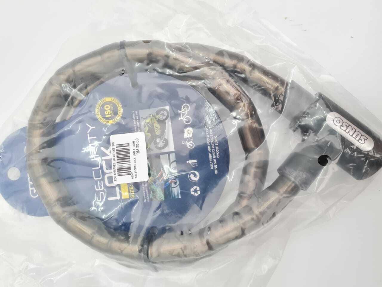 SUNSO SECURITY LOCK FOR MOTORBIKE AND BICYCLE LOCK 18*1000MM HEAVY DUTY ...