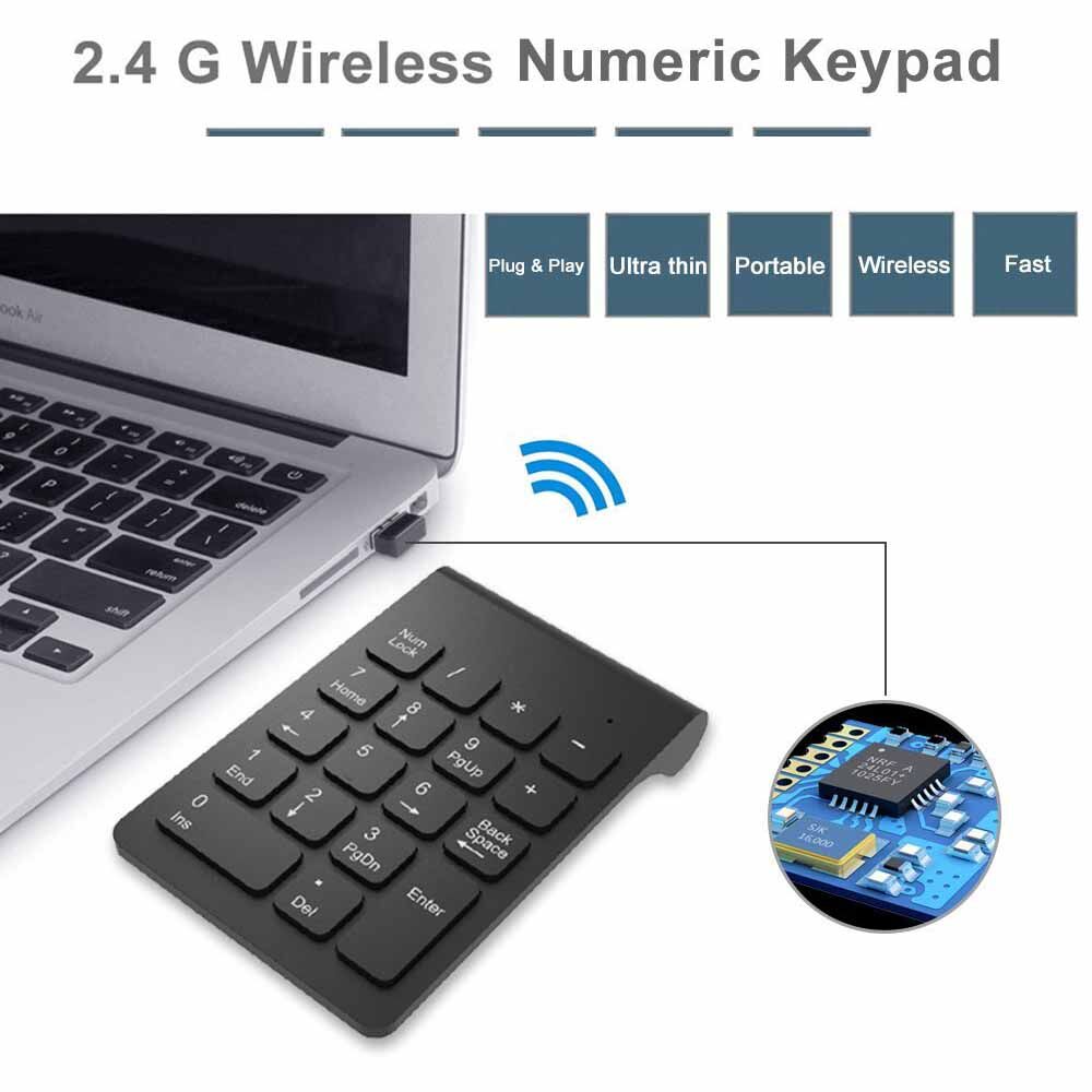 AVATTO Small-size 2.4GHz Wireless Numeric Keypad Numpad 18 Keys Digital ...