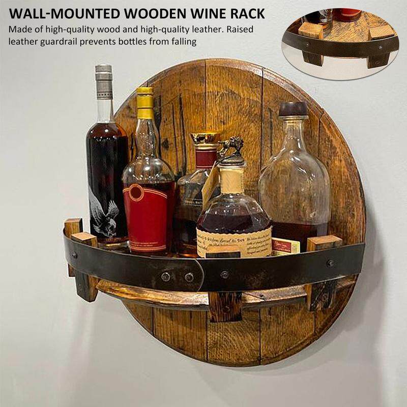 Vintage Bourbon Floating Wall Shelves Wooden Wall Mount Wine Bottle ...