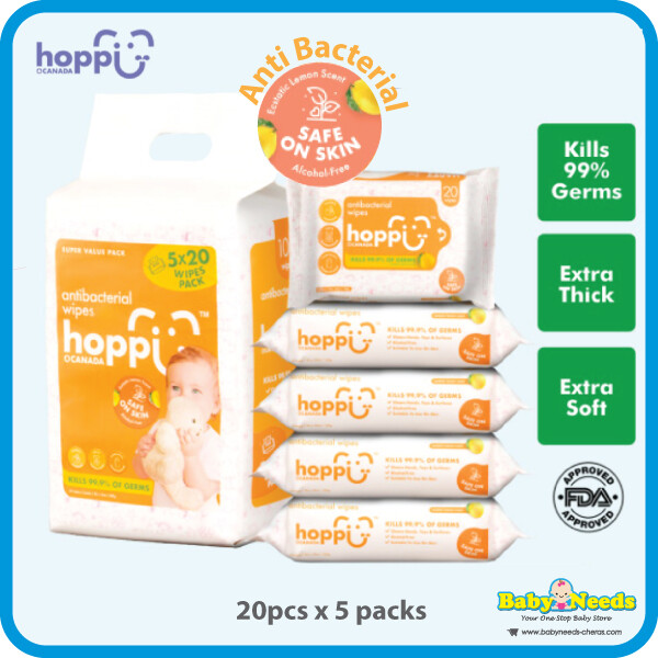 Hoppi Premium Baby Wet Wipes/Antibacterial Wipes/Glacier (20pcs x ...