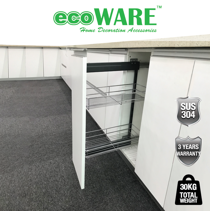 ecoWARE Side Pull Out Basket With Undermount Slide (SUS304) | Lazada