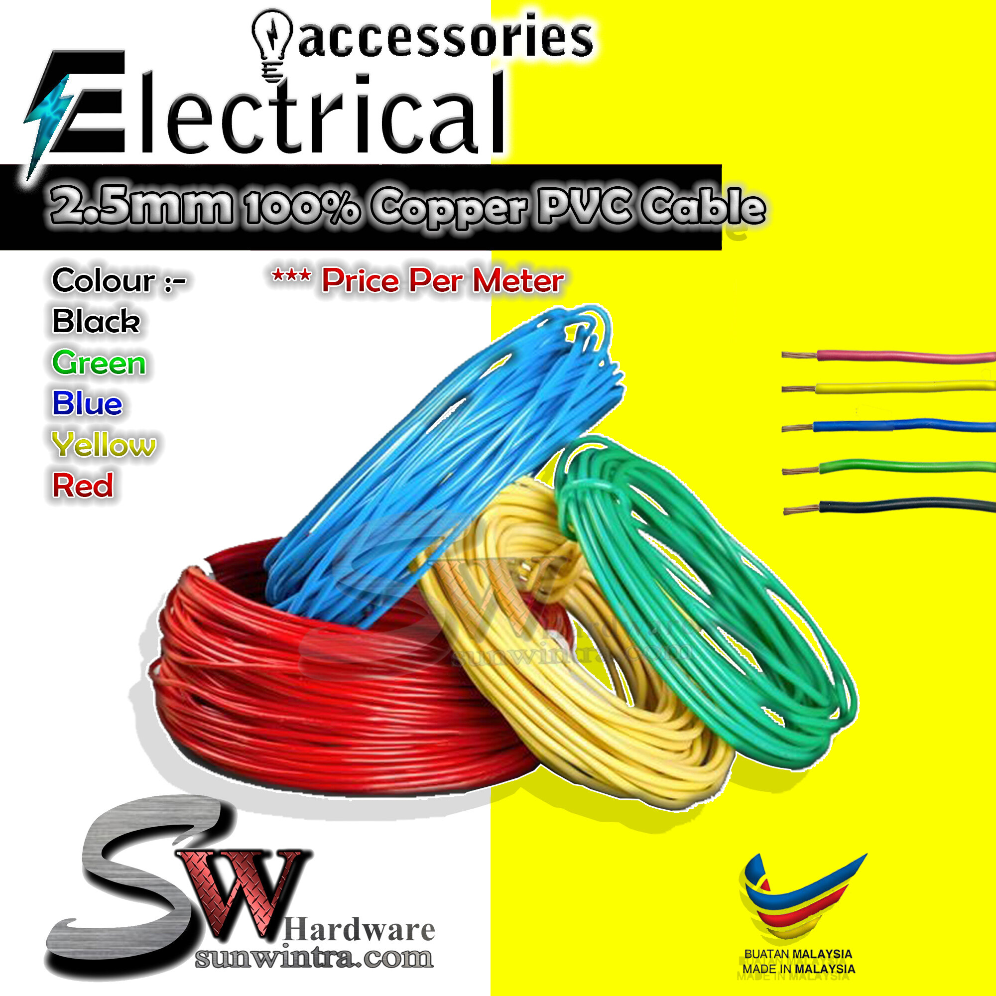  PRICE PER METER 2 5mm Full Copper PVC Insulated Auto Cable Wire
