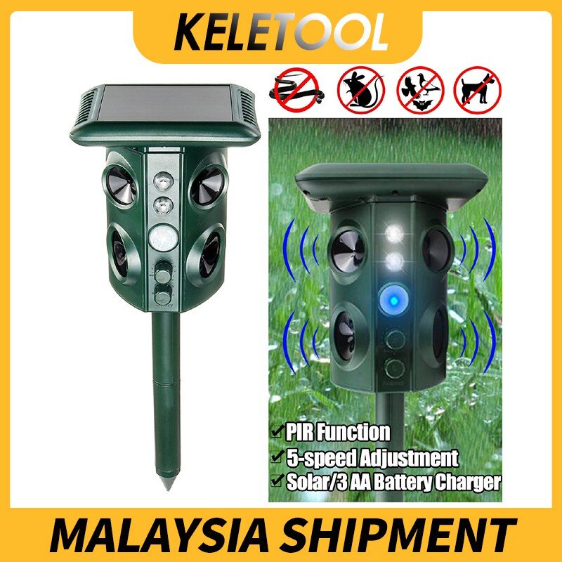 Solar Power Ultrasonic Repeller Announciator Dog Cat Mice Repellent ...