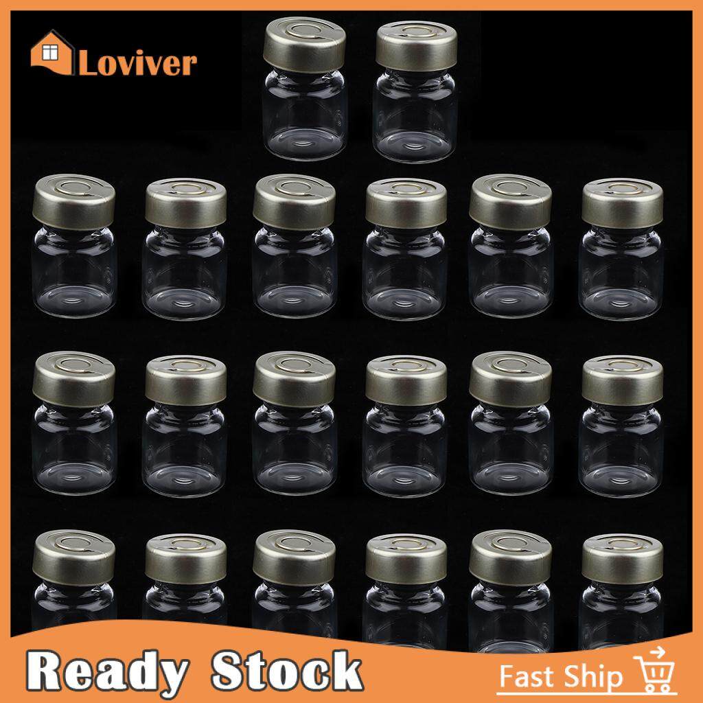 Loviver 20 Pack Empty Sealed Sterile Clear Glass Vials with Aluminum ...