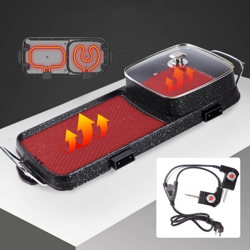 Kleby Electric Steamboat and Grill set Indoor smokeless 2 in 1 เตาปิ้ง ...