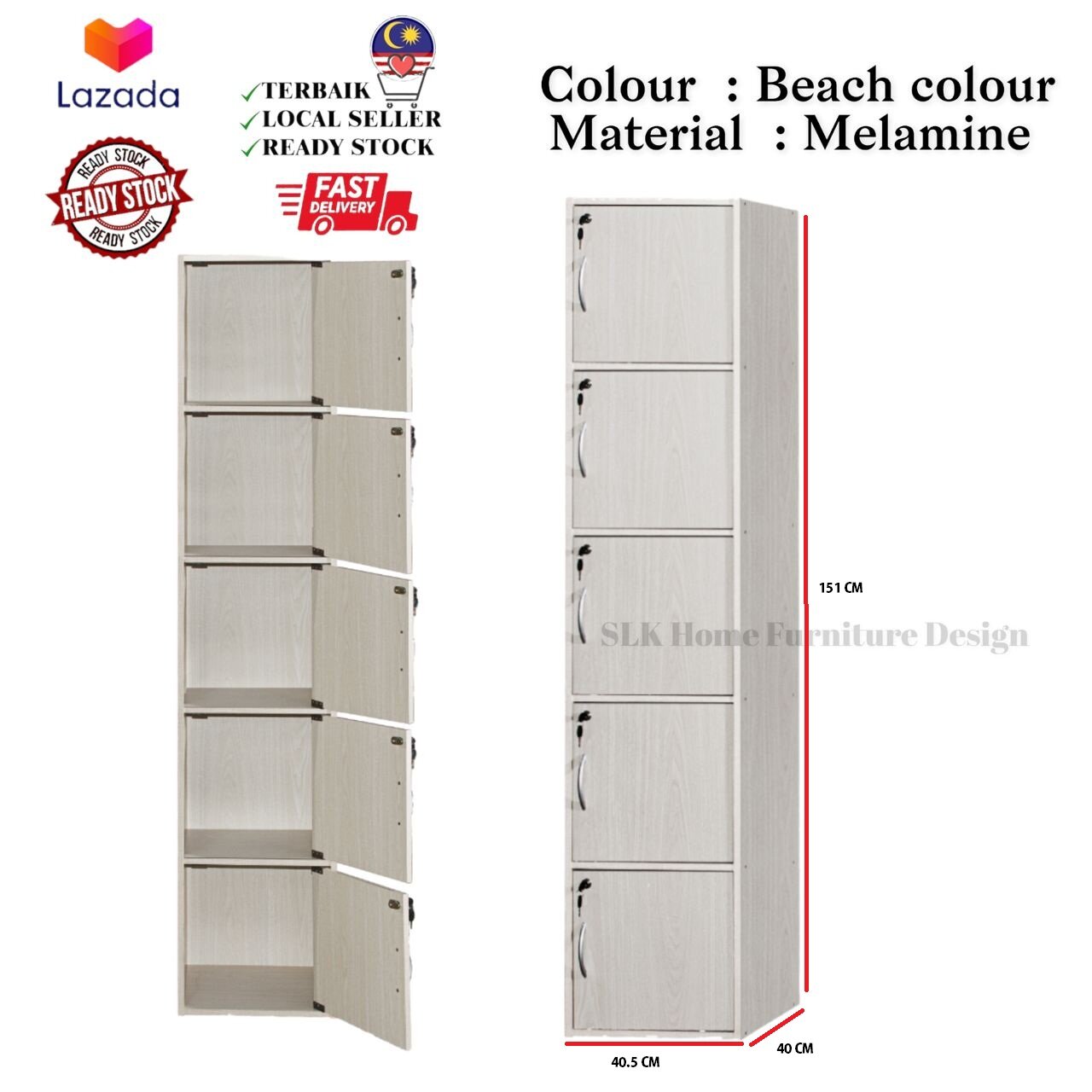 5 Door Storage Box With Lock / Colour Box Cabinet / Cabinet With Locker ...
