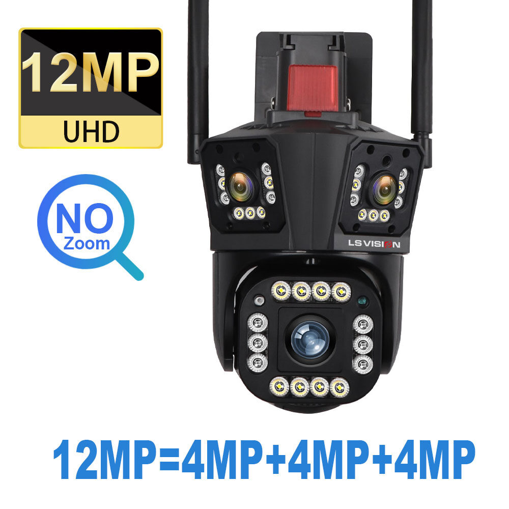 LS VISION 8K 16MP Three Lens WIFI CCTV Camera 12MP 10X Hybrid Optical Zoom Outdoor Waterproof ...
