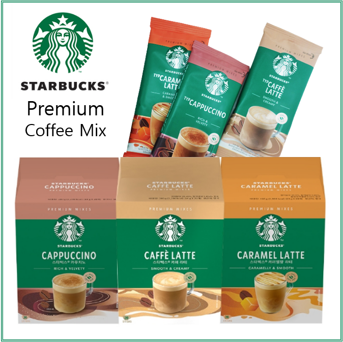 [Starbuck] Premium Coffee Mix Caffe Latte,Cappuccino,Caramel,23gx4pcs ...