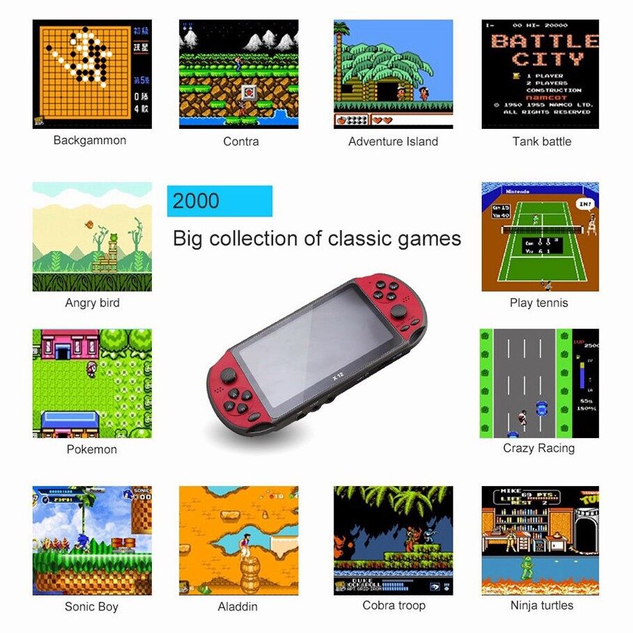 X12 PSP เกมคอนโซลมือถือ3700 + เกมหน้าจอ5.1นิ้ว8GB PlayStation พกพา PSP ...