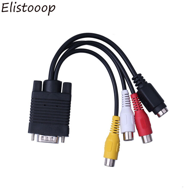 VGA SVGA to S Video 3 RCA Converter AV TV Out Cable Adapter RCA Female ...