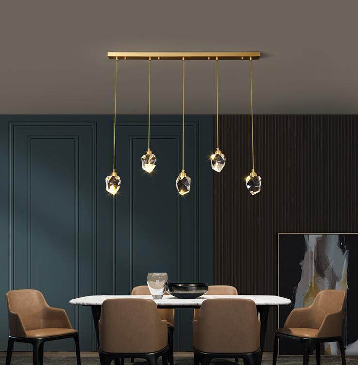 5 Lights Crystal Pendant Light Fixture LED Chandelier Ceiling Lighting ...