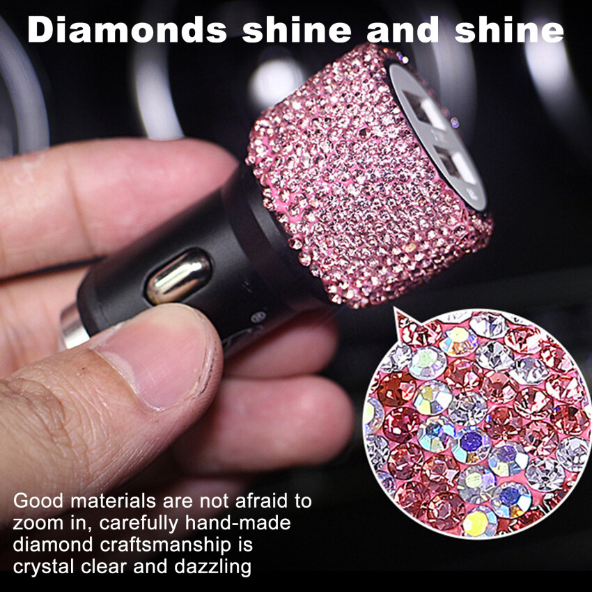 brsente Bling USB ที่ชาร์จแบตในรถ5V 2.1A,อะแดปเตอร์ชาร์จเร็วสองพอร์ต ...