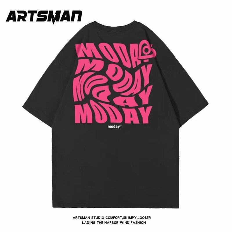 S-8XL Ins Original Trend Street สำหรับทั้งหญิงและชายพิมพ์ตัวอักษรบุคลิกภาพสั้นเสื้อยืดคู่ฉบับ ...